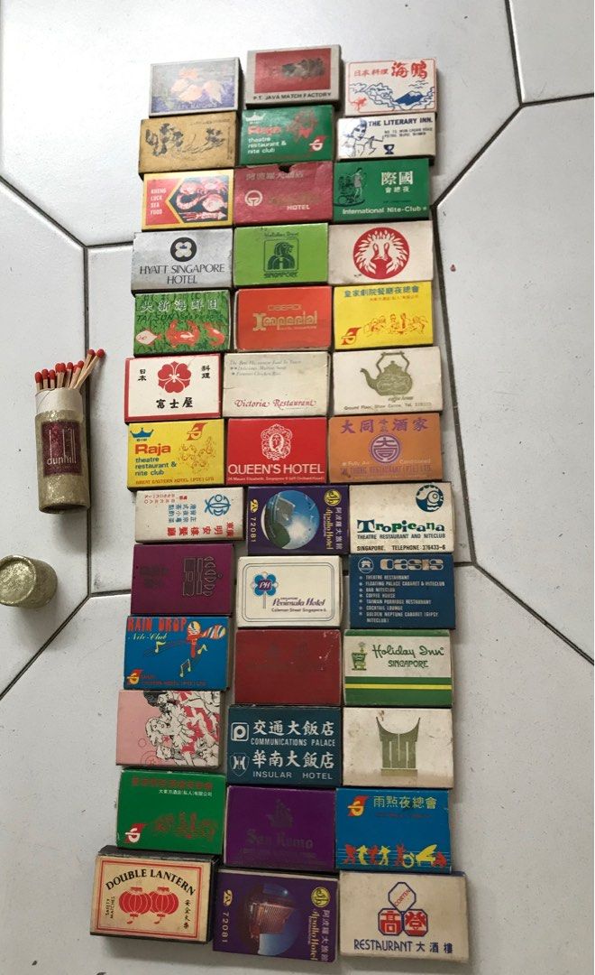 Vintage Old Match Boxes As Shown (40 together) incl the round shaped match- box of Dunhill ...