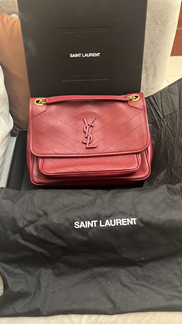 Ysl niki medium red ghw 2020 with db n box, Barang Mewah, Tas & Dompet ...
