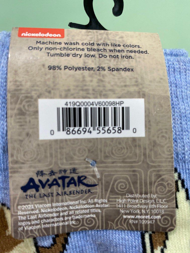 2 pairs Avatar the Last Airbender socks Appa Momo and Aang, Men's ...