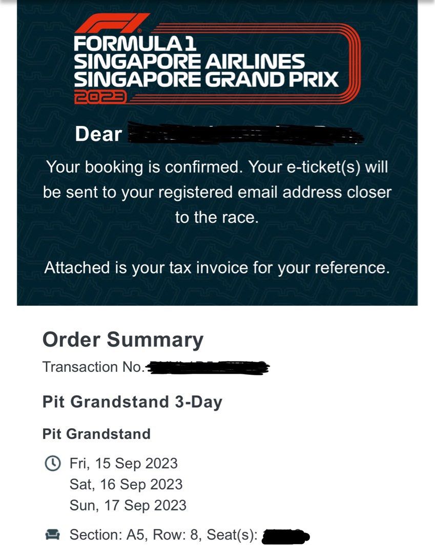 2 x F1 Pit Grandstand 3 day tickets, Tickets & Vouchers, Event Tickets ...