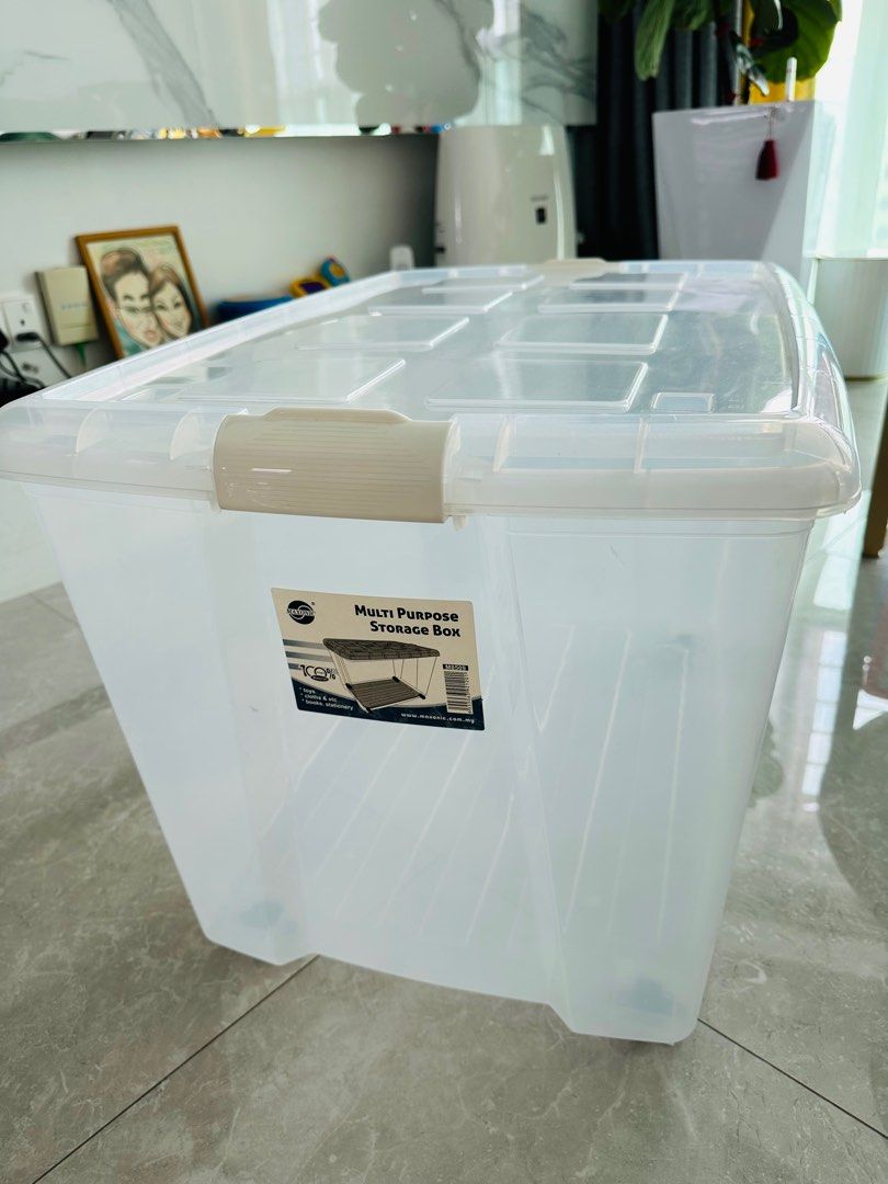 90L Transparent Storage Box, Furniture & Home Living, Home Improvement ...