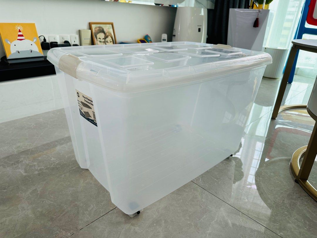 90L Transparent Storage Box, Furniture & Home Living, Home Improvement ...