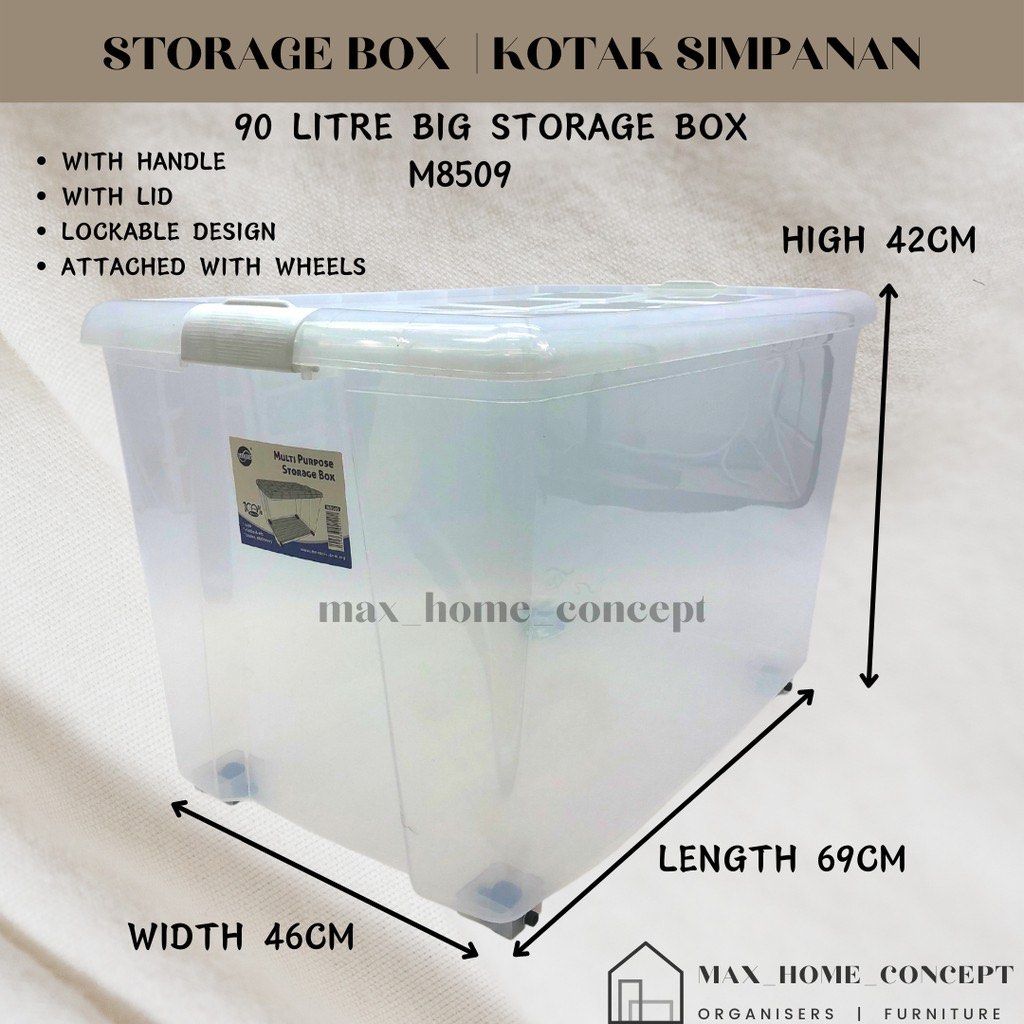 90L Transparent Storage Box, Furniture & Home Living, Home Improvement & Organisation, Storage ...