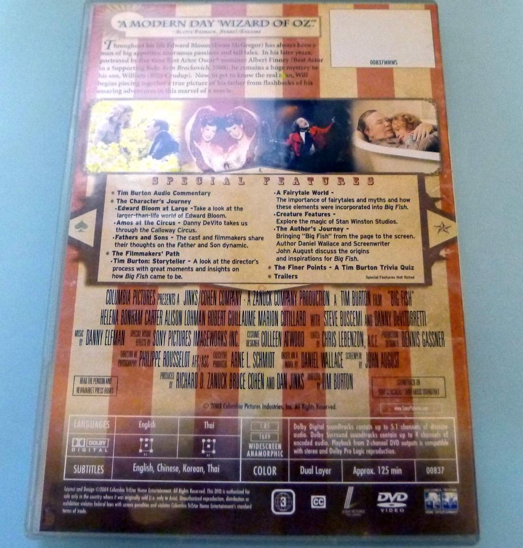 西洋電影 大魚奇緣BigFish DVD 著名導演：奇士勞斯基 台灣版, 興趣及遊戲, 音樂、樂器 & 配件, 音樂與媒體 - CD 及 DVD - Carousell