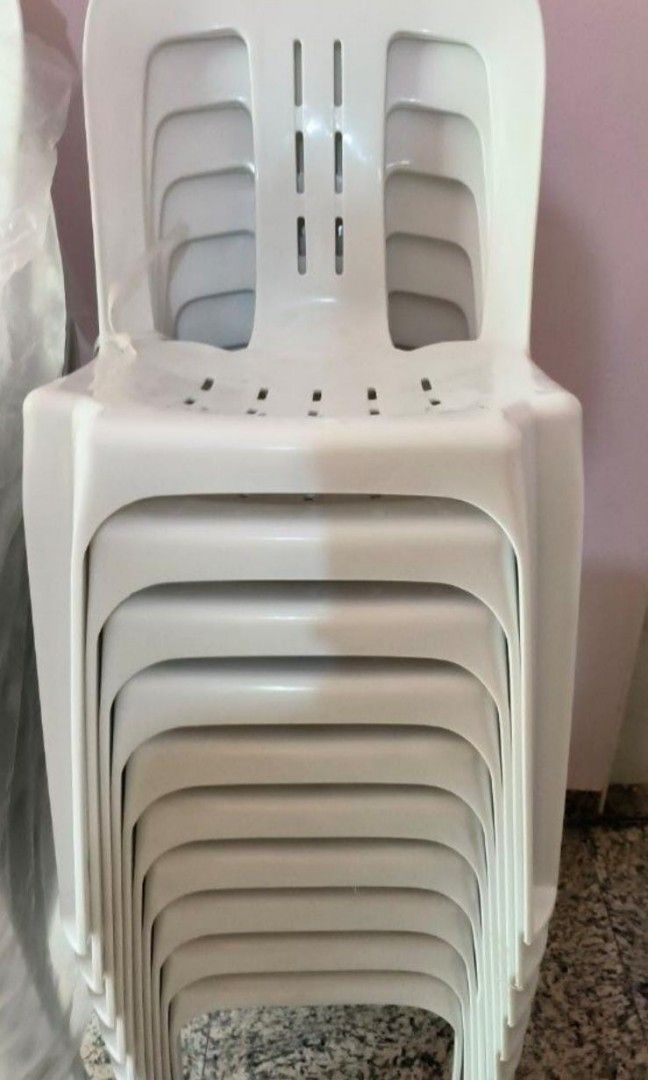 [RENT] Kopitiam/PVC/ Plastic White Chairs and tables, Furniture & Home ...