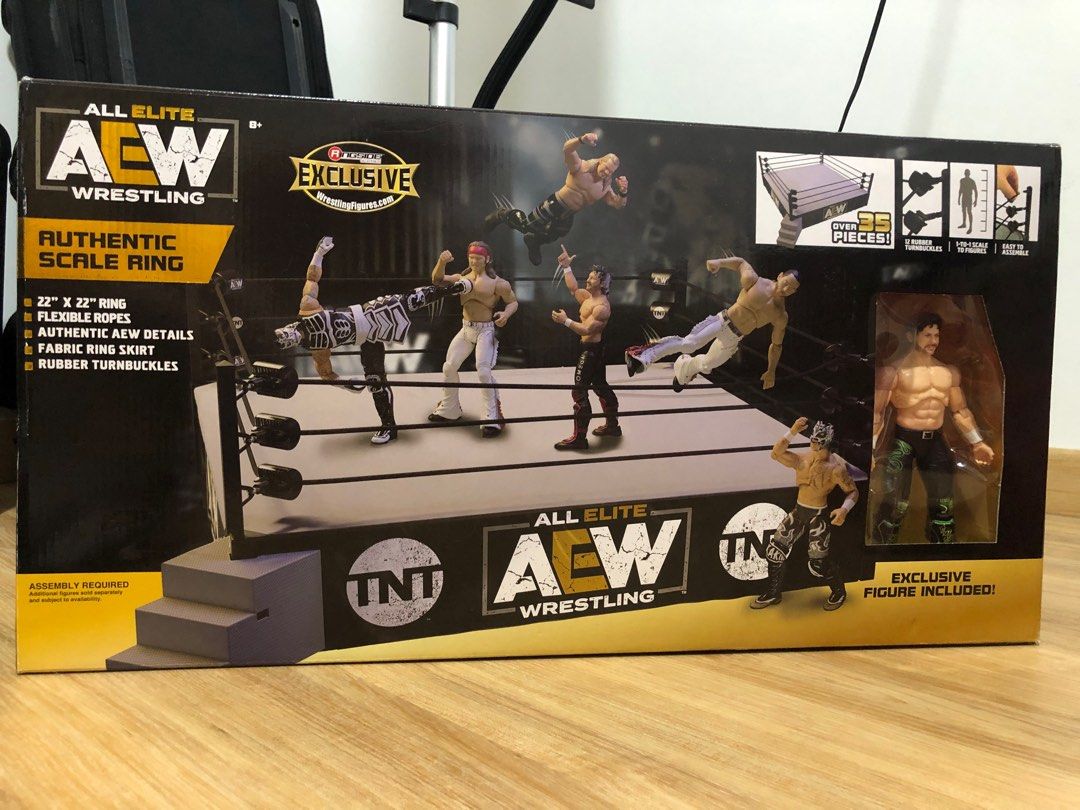 AEW Authentic Scale Ring With Exclusive Figure Kenny Omega Included ...