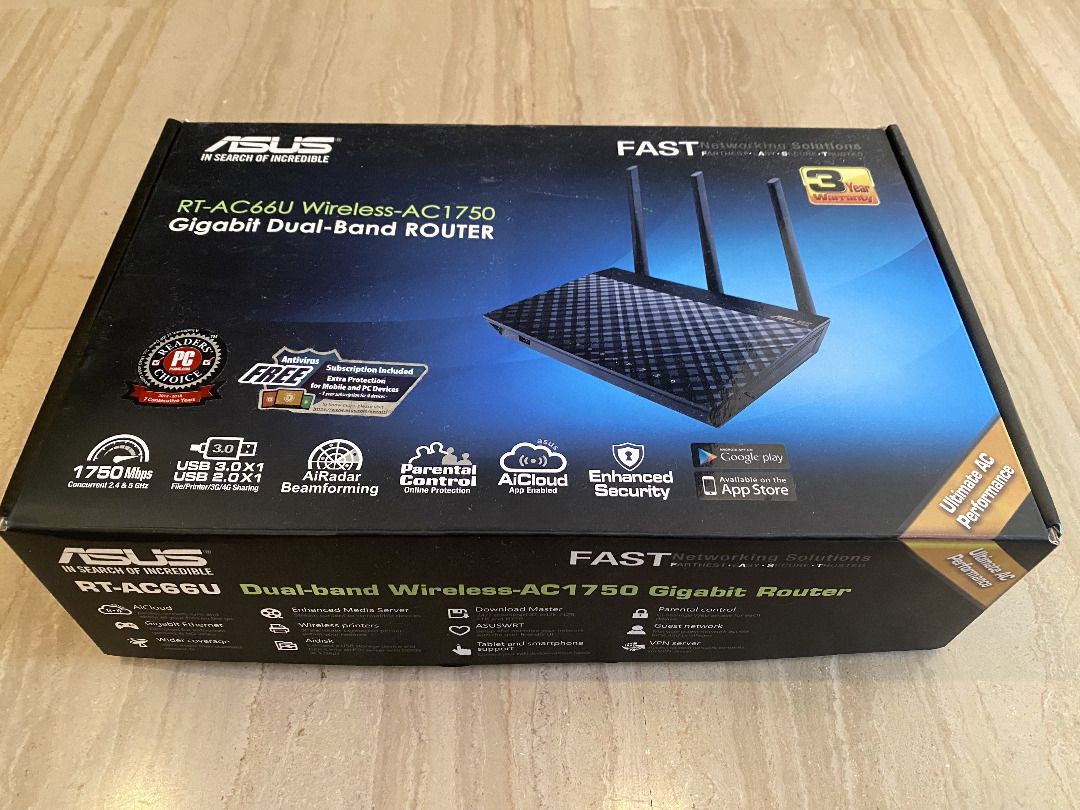 Asus RT-AC66U Wireless AC-1750 router, Computers & Tech, Parts ...