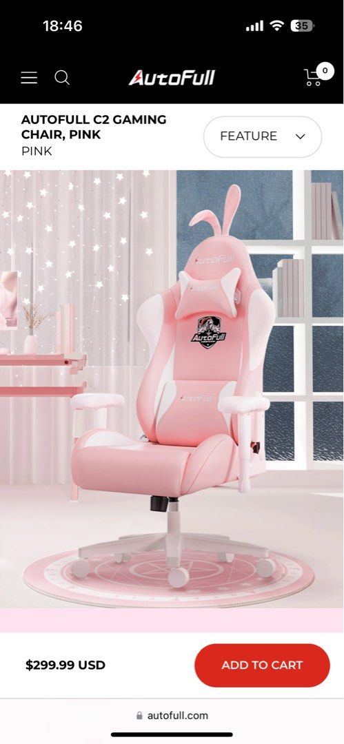 AUTOFULL C2 GAMING CHAIR, PINK, Furniture & Home Living, Furniture ...