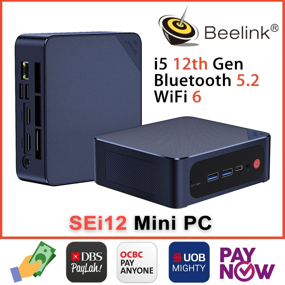 Beelink SEi12 Mini PC Intel i5-1235U (10C/12T, bis zu 4.40GHz), Micro Desktop Computer 16GB DDR4 ...