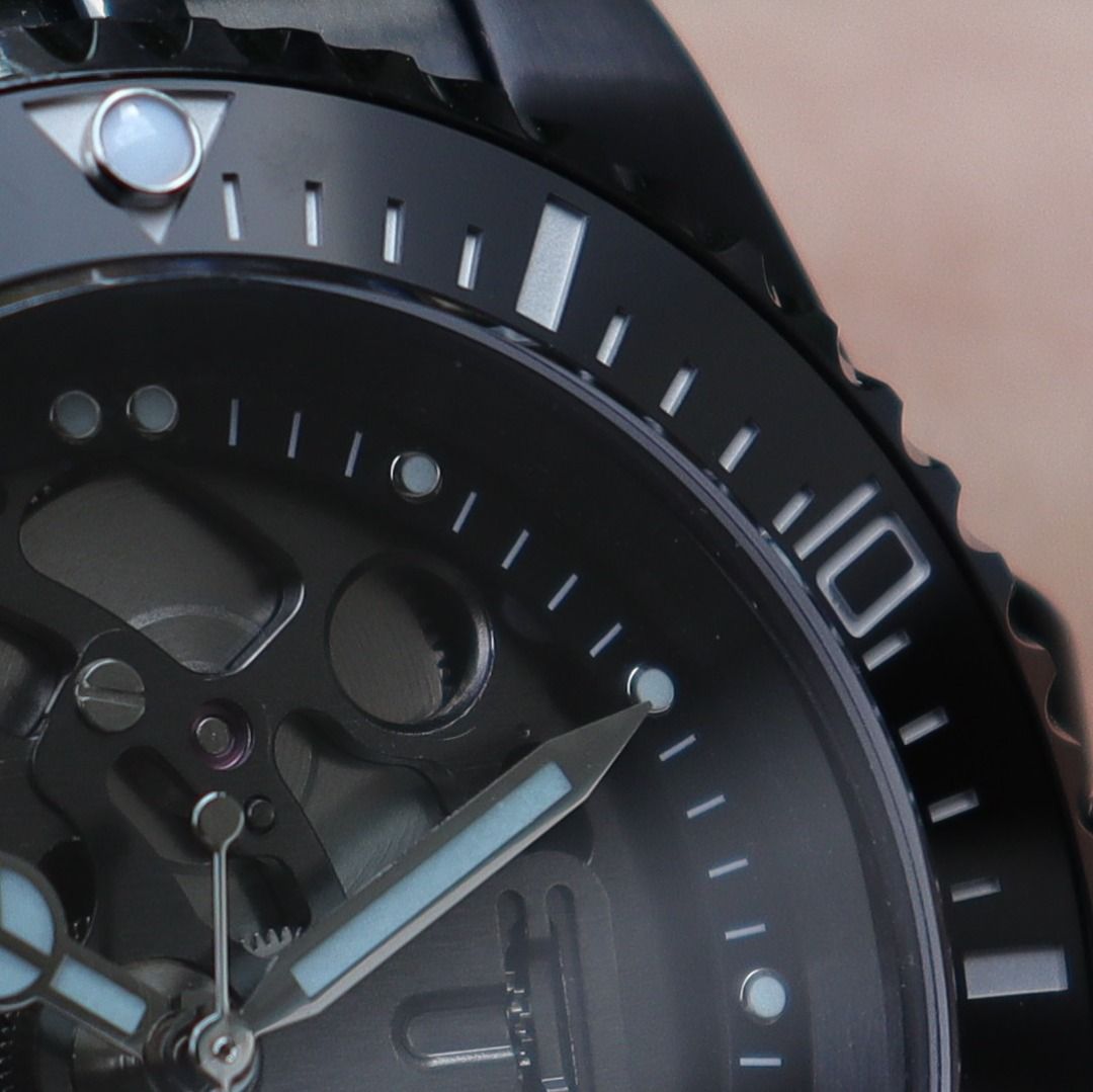 Black Skeleton Submariner Seiko Mod Man Watch-NH72 Automatic Movement ...