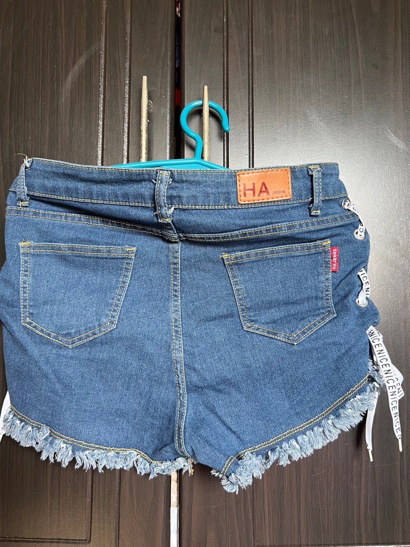 BRAND NEW Denim Jean Short with Strings Designs on the side, Women's ...