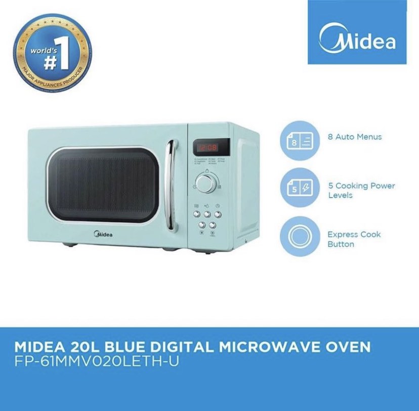 BRAND NEW Midea Microwave 20L Retro Light Blue Digital Control ...