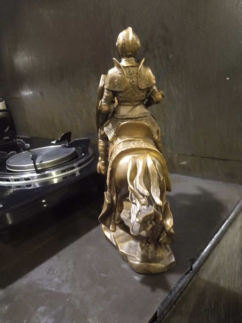 Brass knight warrior soldier riding a horse statue display on Carousell