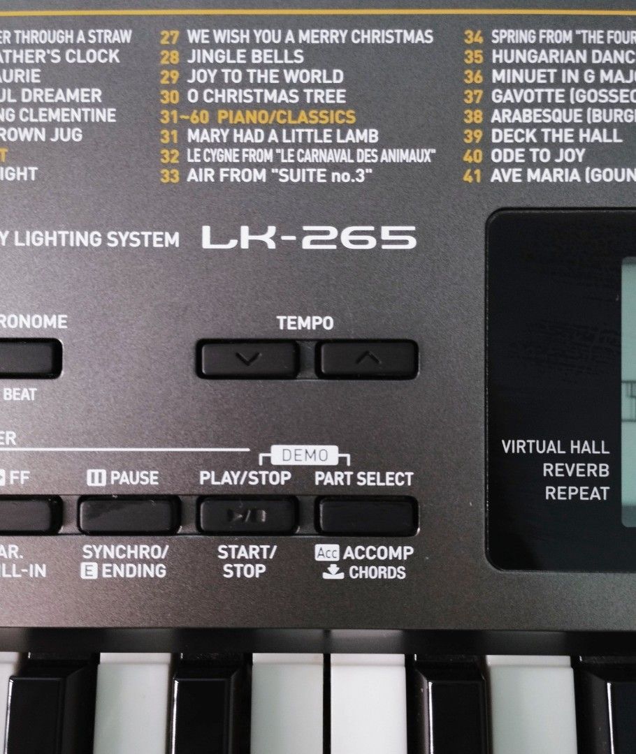 Casio piano keyboard with Touch Response and Lighted Keys features ...