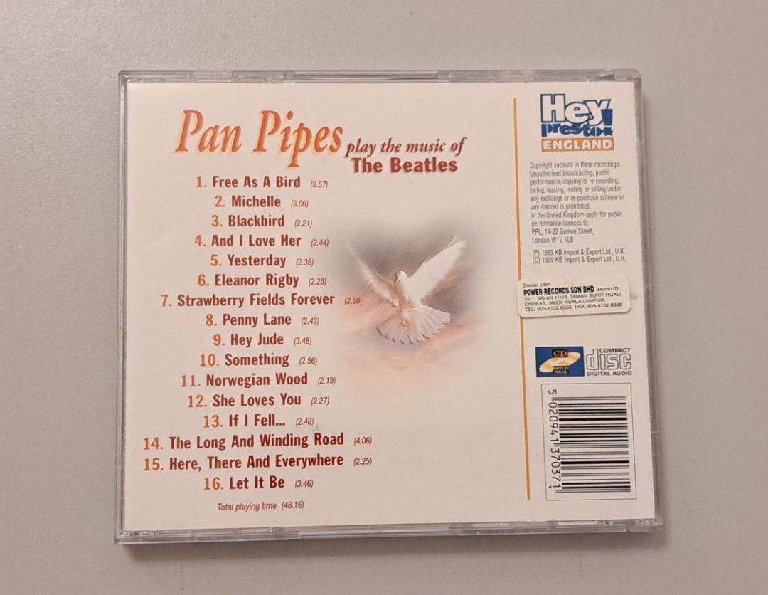 (CD) Pan Pipes -play the music of The Beatles, Hobbies & Toys, Music ...