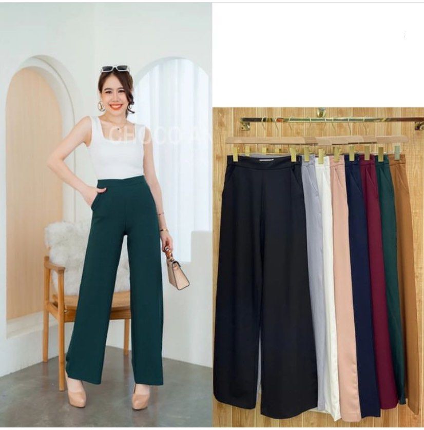 FREE* Celana Kulot hitam tebal no karet bahan kantor p kantor ants ...