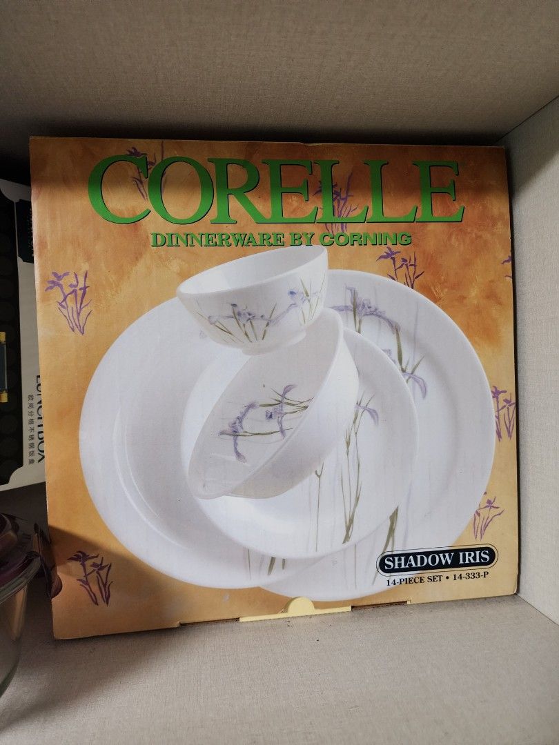 Corelle 14 piece dinnerware by Corning - shadow iris, Furniture & Home ...