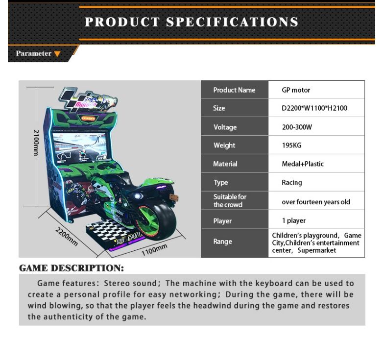 Crazy arcade motorcycle bike game coin operated moto GP simulator ...