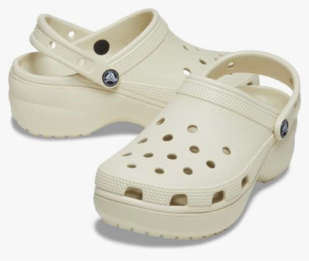 Crocs classic platform clog in bone, Women's Fashion, Footwear, Sandals ...