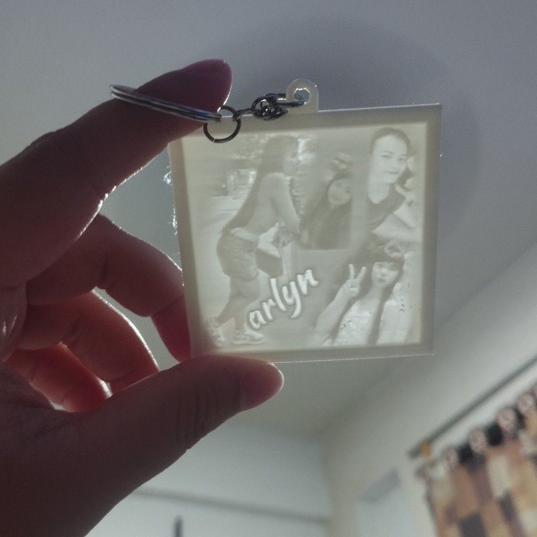 Custom 3D printed lithophane keychain photo pets gift couples friend ...