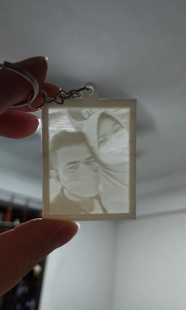 Custom 3D printed lithophane keychain photo pets gift couples friend ...