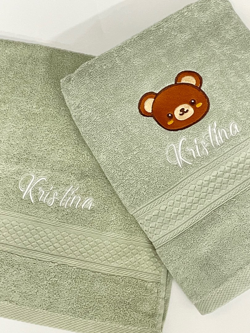 CUSTOMISED Face + Bath Towel Bundle Set, Furniture & Home Living ...