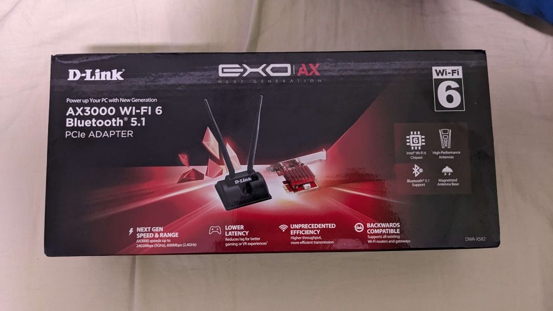 D-Link AX3000 Wi-FI 6 Bluetooth 5.1 PCIE Adaptor / Wifi 6 Card ...