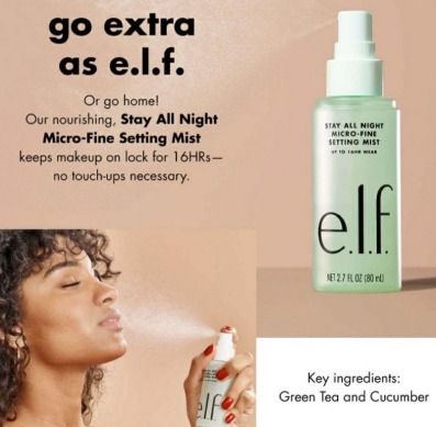 Elf Stay All Night Micro-Fine Setting Mist (80ml) DL1350, Beauty ...