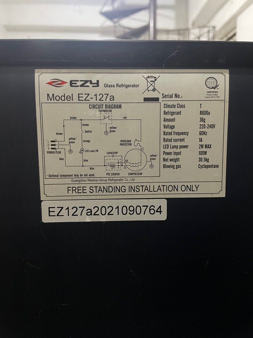 EZY Glass Refrigerator ( Model EZ-127a), TV & Home Appliances, Kitchen ...