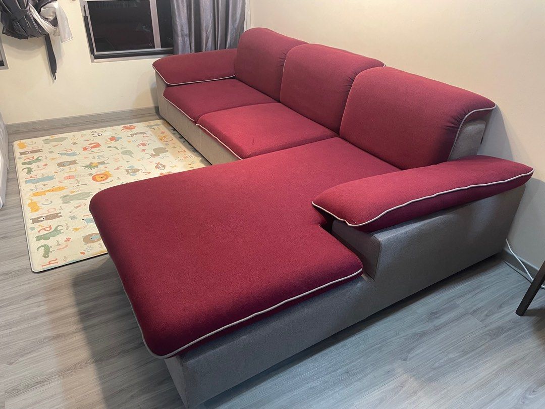 Fabric L-shaped Sofa: 3meter length, Furniture & Home Living, Furniture ...