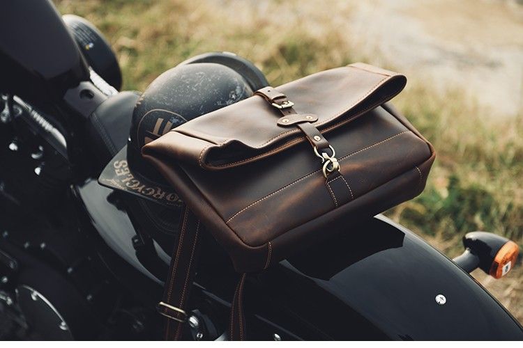 Genuine leather Shoulder bag motorcycle bag Sling Bag 14inch laptop bag ...