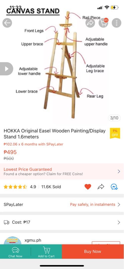 HOKKA Original Easel Wooden Painting/Display Stand 1.6meters on Carousell