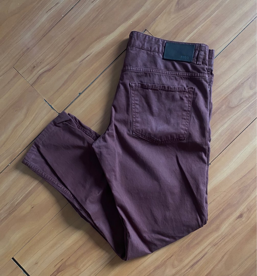 Hugo Boss Maroon Pants, Men's Fashion, Bottoms, Chinos on Carousell