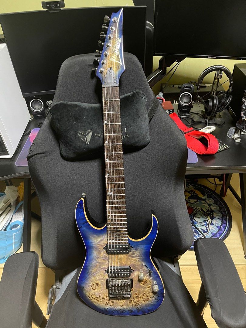 Ibanez RG1027PBF-CBB Premium 7-String Electric Guitar w/Case, Cerulean Blue Burst, Hobbies ...