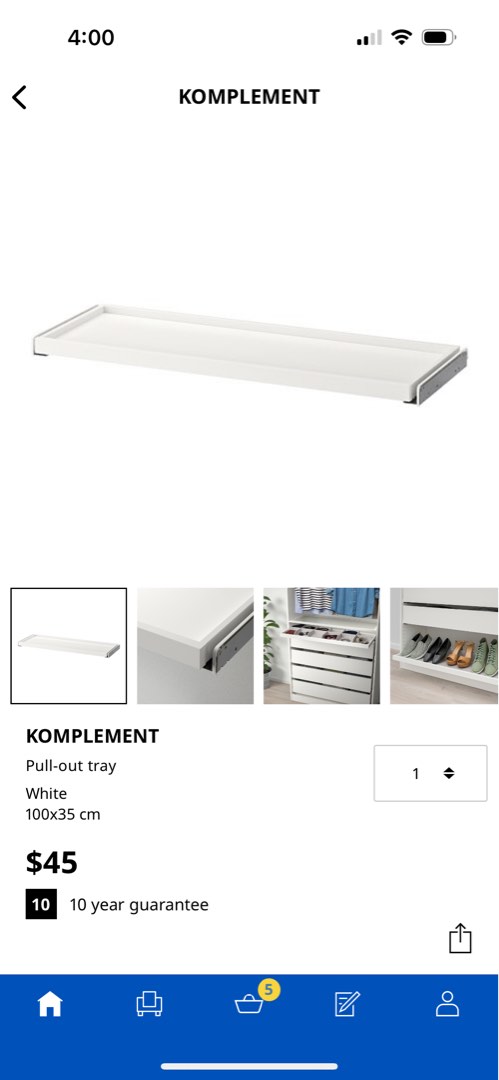 Ikea Komplement Pull Out Tray, Furniture & Home Living, Furniture, Shelves, Cabinets & Racks on ...