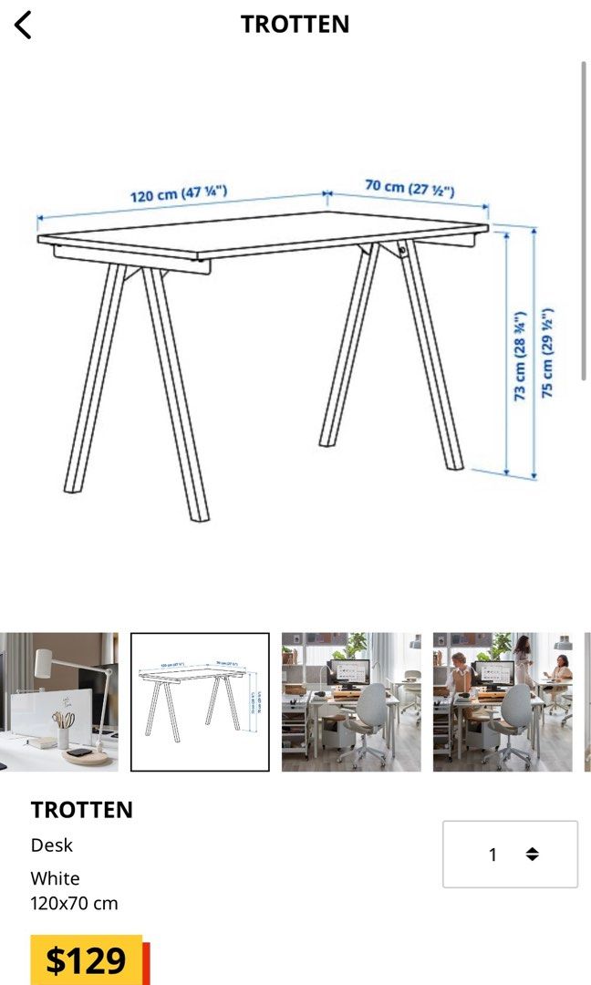 Ikea Trotten Desk, Furniture & Home Living, Furniture, Tables & Sets on ...