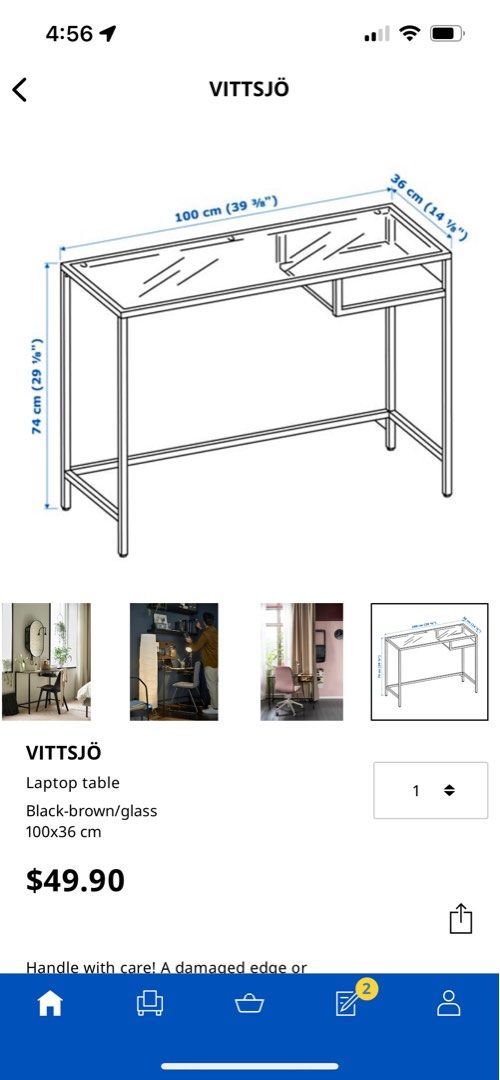 IKEA VITTSJO Laptop table, Furniture & Home Living, Furniture, Tables ...
