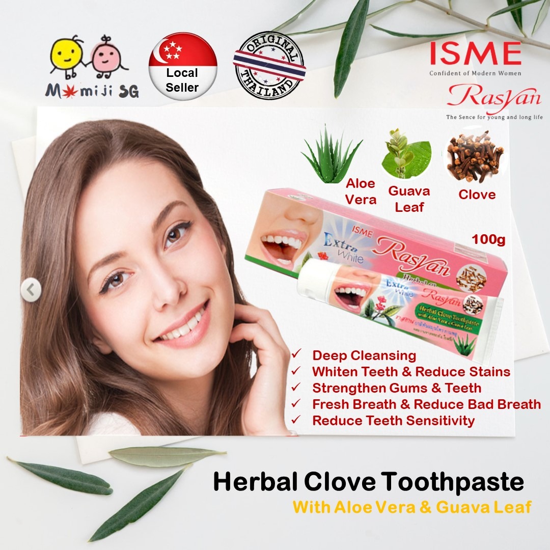 ISME RASYAN Herbal Clove Toothpaste (100g) Extra White with Aloe Vera ...
