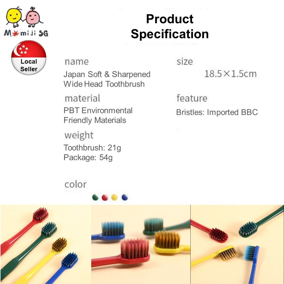 Japan Soft & Sharpened Bristle Wide Head Toothbrush for Bleeding Gums ...