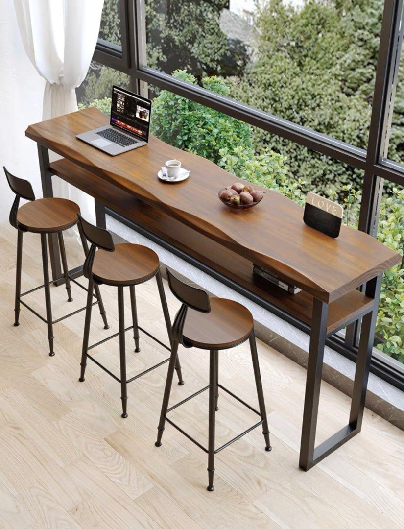 JEDCAL Rustic Bar Table & Stools, Furniture & Home Living, Furniture ...