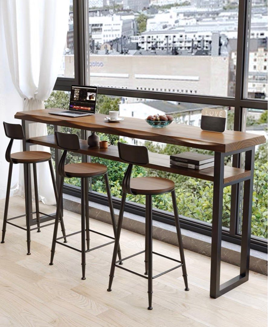 JEDCAL Rustic Bar Table & Stools, Furniture & Home Living, Furniture ...