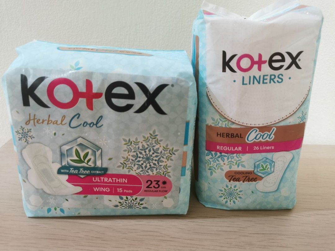 Kotex herbal cool regular/liners bundle, Beauty & Personal Care ...