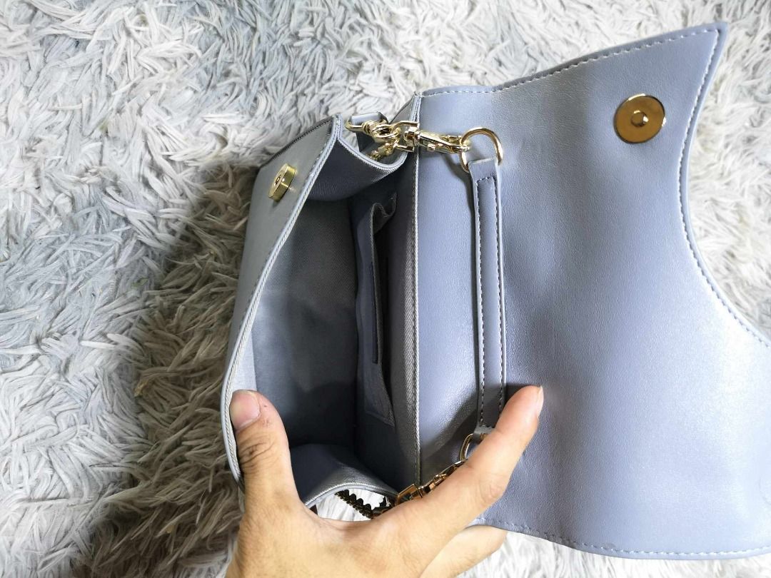 Laguna Moon Light Blue Leather Crossbody Bag, Women's Fashion, Bags ...