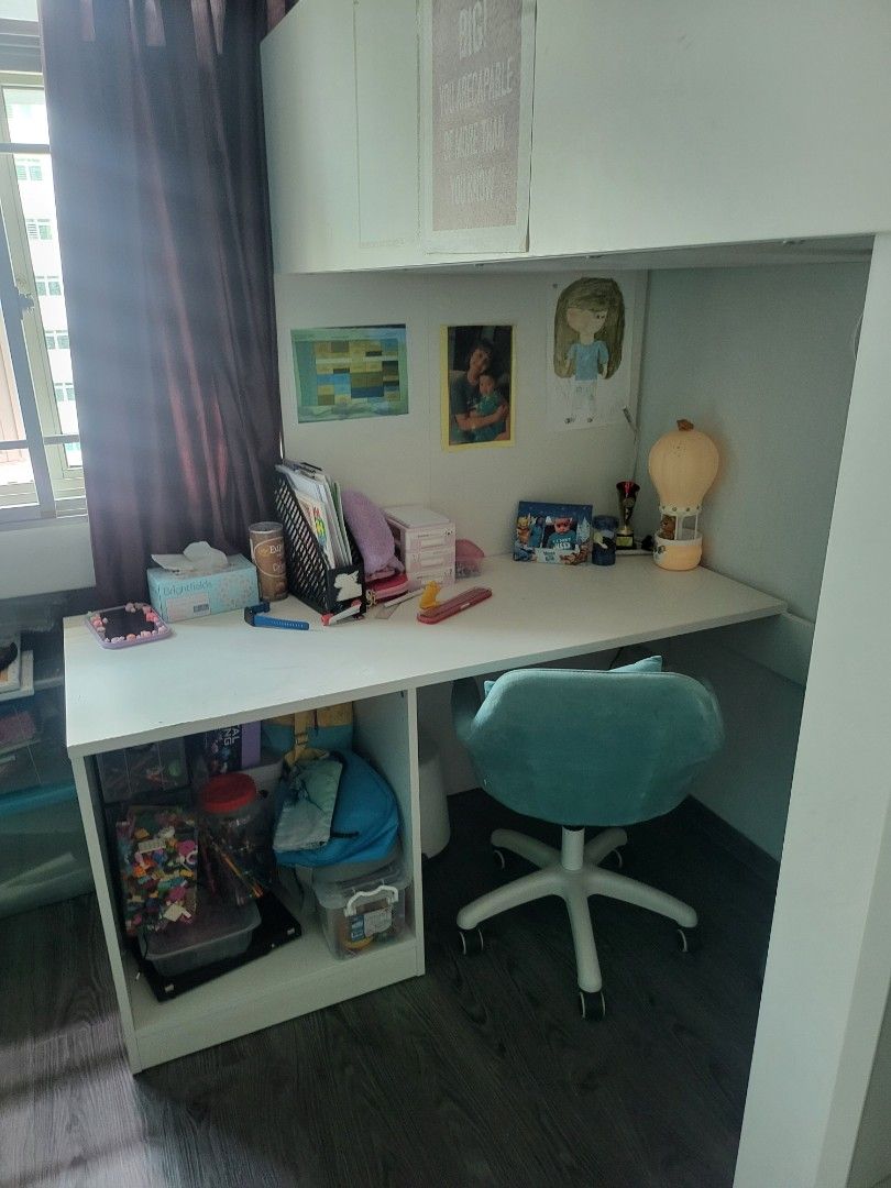 Loft bed with study table and storage, Furniture & Home Living ...