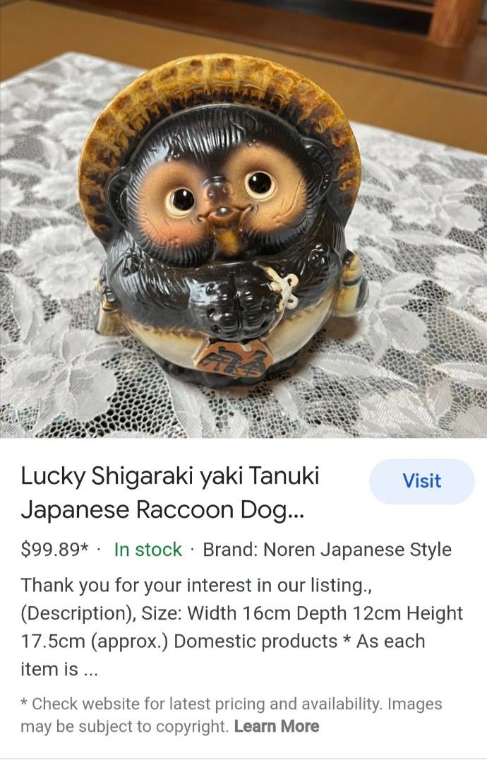 Lucky Shigaraki yaki Tanuki with Japanese Dolls, Hobbies & Toys ...