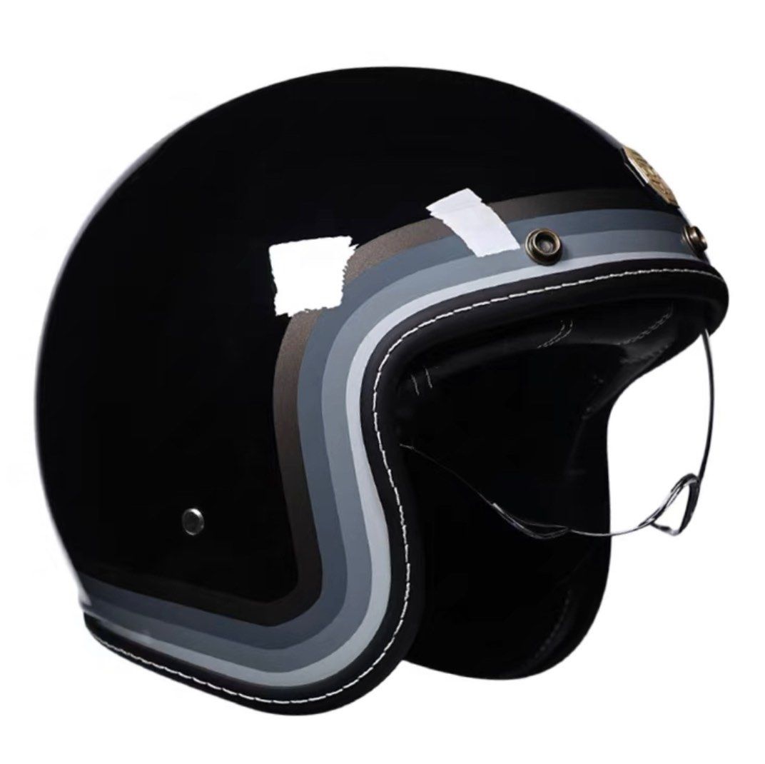 Black with Grey Stripes Borders Lining with Inner Lens Dual Motorcycle ...