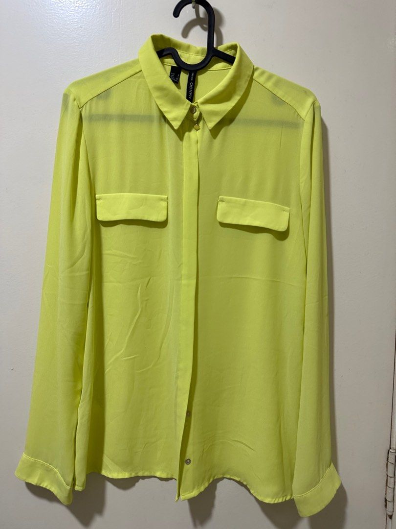 Mango Bright Yellow Top, Women's Fashion, Tops, Longsleeves on Carousell