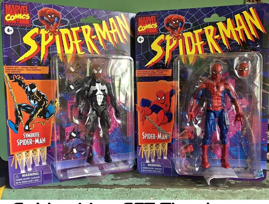 Marvel Legends BIC Retro Spiderman and MOC Symbiote Spiderman SET ...