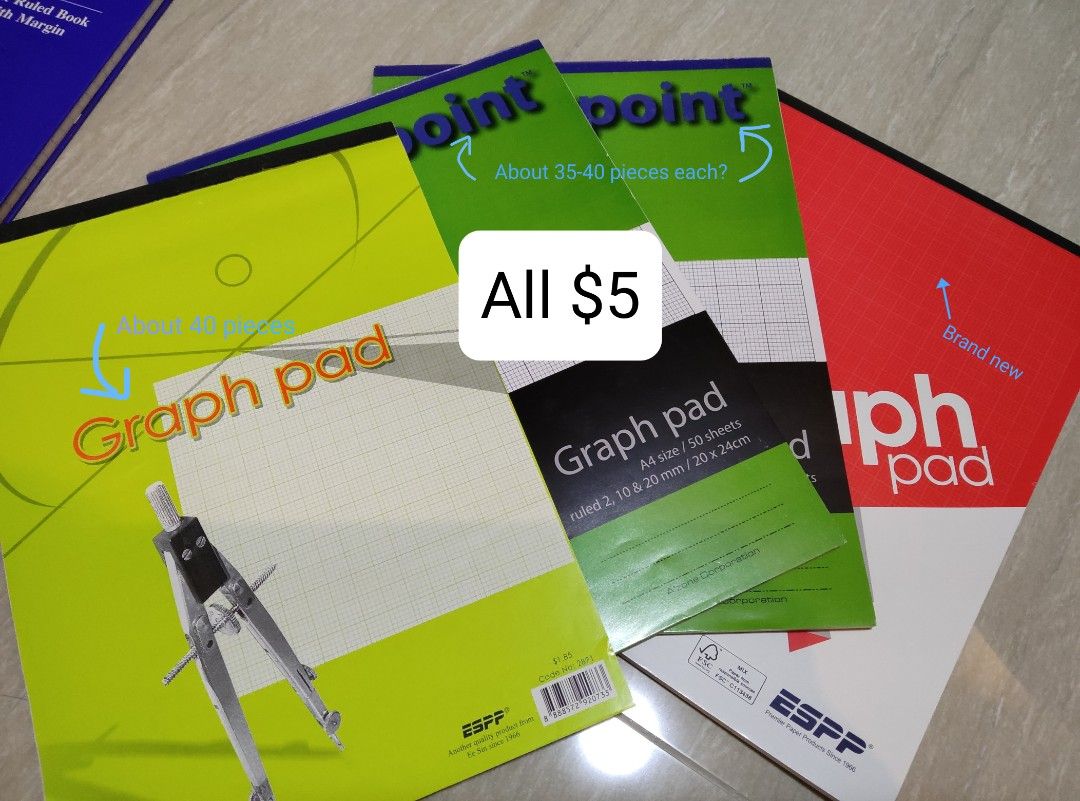 Punggol: Math Graph paper, +$1 for a full scap book, Hobbies & Toys ...