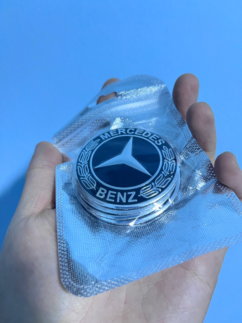Black & chrome Mercedes Rim emblem (paste on), Car Accessories, Tyres ...